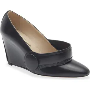 Vaquera Leather Wedge Pump - Black