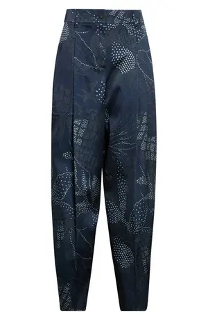 Emporio Armani Floral Crepon Pleated Tapered Pants