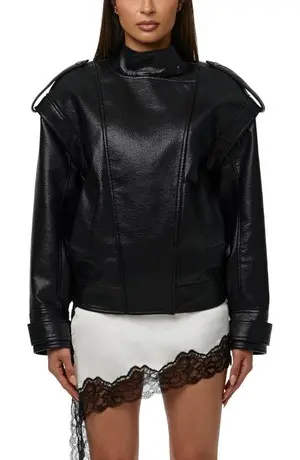 Naked Wardrobe Faux Leather Bomber Jacket