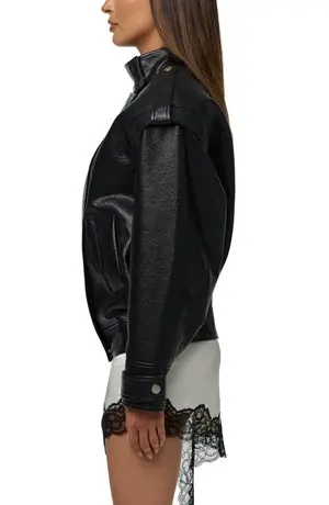 Naked Wardrobe Faux Leather Bomber Jacket