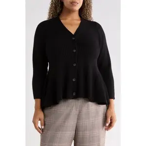 SUGARLIPS Carthay Mile Peplum Cardigan - Black
