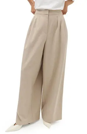 M&s Pleated Palazzo Pants - Neutral