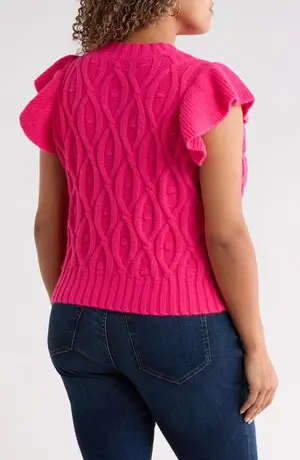 SUGARLIPS Flutter Sleeve Cable Knit Sweater