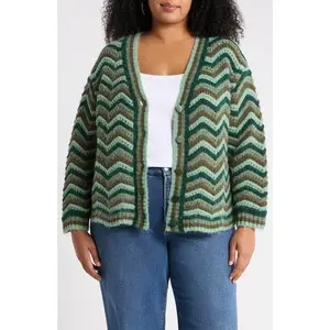 SUGARLIPS Harp Zigzag Cardigan - Emerald