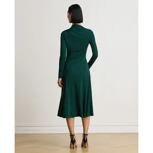 Ralph Lauren Asymmetrical Stretch Jersey Midi Dress