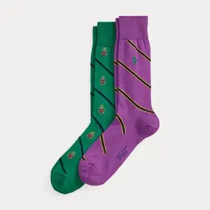 Ralph Lauren Crest Cotton-blend Trouser Sock 2-pack - Green Multi