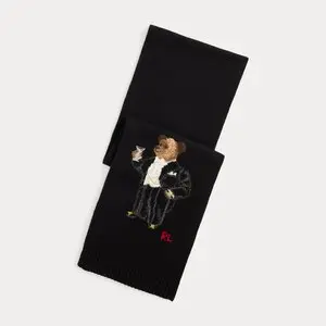 Ralph Lauren Martini Bear Wool Scarf - Black Multi