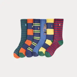 Ralph Lauren Polo Bear Cotton-blend Crew Sock 6-pack - Navy Multi