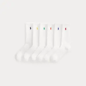 Ralph Lauren Cotton-blend Crew Sock 6-pack - White Assorted