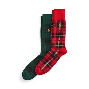 Ralph Lauren Plaid Cotton-blend Trouser Sock 2-pack