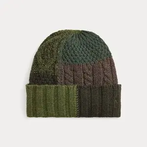 Ralph Lauren Patchwork Wool-blend Beanie - Olive Multi