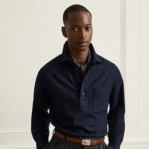 Ralph Lauren Relaxed Fit Cashmere-blend Popover Shirt - Navy
