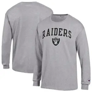 Champion Las Vegas Raiders Arch Over Logo Long Sleeve T-shirt - Gray