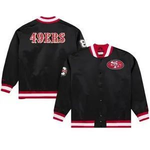 Mitchell & Ness San Francisco 49ers Big & Tall 80th Anniversary Heavyweight Satin Full-snap Jacket - Black