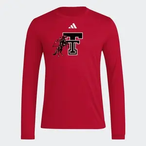 Adidas Texas Tech Raiders Primary Locker Logo Pre-game Long Sleeve T-shirt - Red