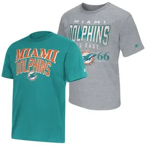 STARTER Heather Gray Miami Dolphins Two-pack Logo T-shirt Set - Aqua