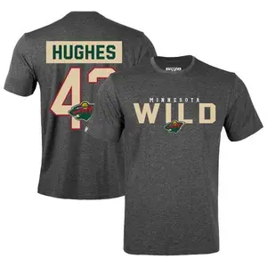 LEVELWEAR Quinn Hughes Minnesota Wild Richmond Name & Number T-shirt - Gray