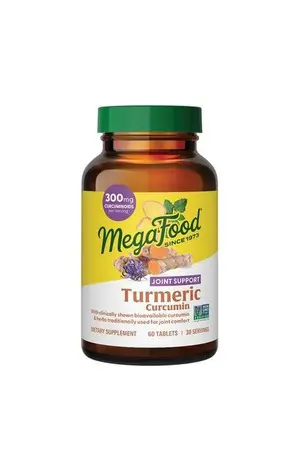 MEGAFOOD Turmeric Curcumin Supplement For Joint Support With Black Pepper, Vegan, Non-gmo