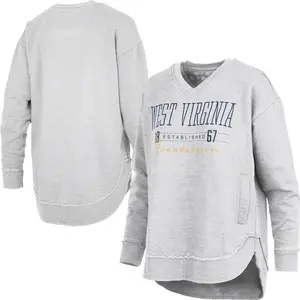 PRESSBOX West Virginia Mountaineers Marcus East Hall Poncho V-neck Sweatshirt - Heather Gray