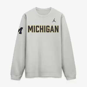 JORDAN BRAND Michigan Wolverines 2026 Sideline Club Sweatshirt - Gray