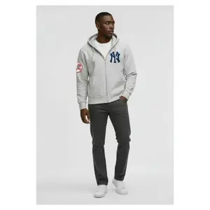 Champion New York Yankees Reverse Weave Chenille Full-zip Hoodie - Gray