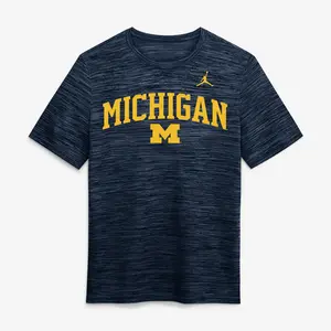 JORDAN BRAND Michigan Wolverines Primetime Arch Logo Velocity Dri-fit T-shirt - Navy