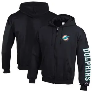 Champion Miami Dolphins Powerblend Fleece Full-zip Hoodie - Black