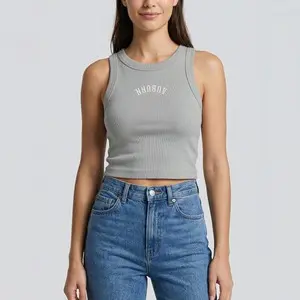 USCAPE APPAREL Auburn Tigers Upside Down Embroidery Ribbed Cropped Tank Top - Gray