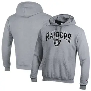 Champion Las Vegas Raiders Powerblend Arch Over Logo Hoodie - Gray