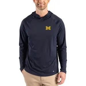 Cutter & Buck Michigan Wolverines Prospect Recycled Featherlight Stretch Hoodie - Navy