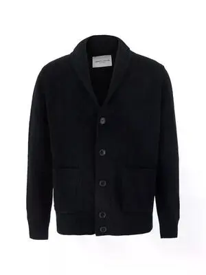ROBERTO COLLINA Shawl-collar Ribbed-knit Cardigan - Black