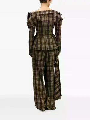 Giuseppe Di Morabito Check-pattern Draped Trousers