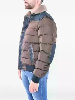 MOORER Viani Quilted Denim-panel Jacket - Brown