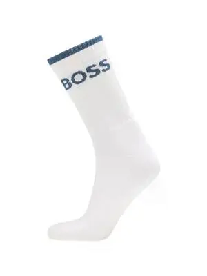 Hugo Logo-print Ribbed Socks - White