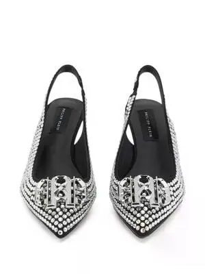Philipp Plein Suede Strass Slingback Shoes