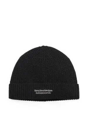 NEW AMSTERDAM SURF ASSOCIATION Logo-print Ribbed Beanie Hat
