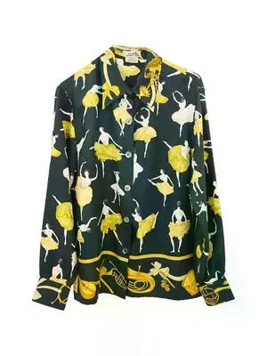 Hermès La Danse Ballerinas Silk Shirt - Green