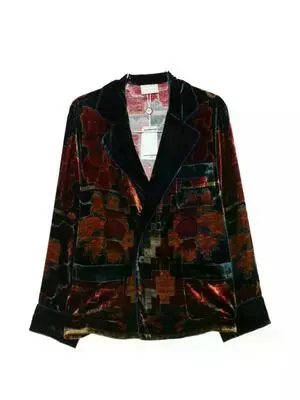 PIERRE-LOUIS MASCIA Kanpur Velvet Geometric-pattern Blazer - Green