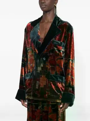 PIERRE-LOUIS MASCIA Kanpur Velvet Geometric-pattern Blazer