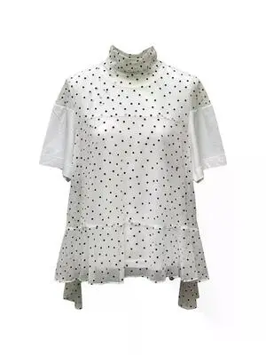 Sacai Polka-dot Ruffled T-shirt