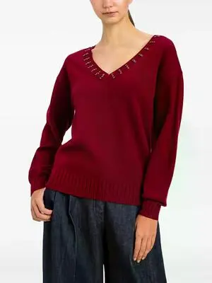 TWINSET Crystal-embellished V-neck Sweater