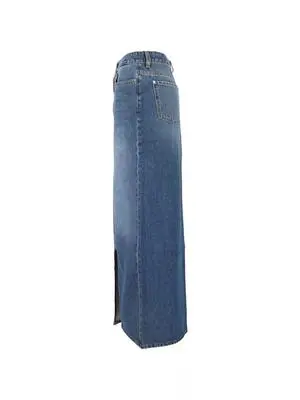 7 For All Mankind Darkwind Front-slit Denim Skirt