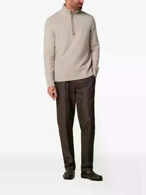 PROFUOMO Quarter-zip Ribbed-trim Sweater