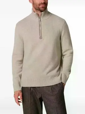 PROFUOMO Quarter-zip Ribbed-trim Sweater
