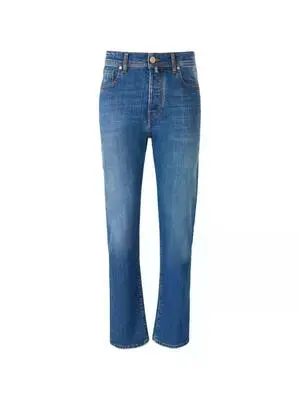 JACOB COHЁN Logo-patch Whiskered Jeans - Blue