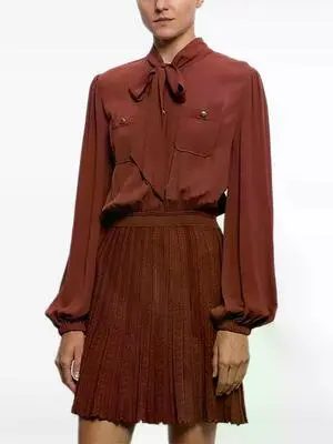 TWINSET Pussy-bow Pleated Mini Dress
