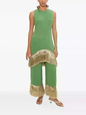 SIMONMILLER Nella Fringe-trim Trousers - Green