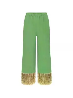 SIMONMILLER Nella Fringe-trim Trousers - Green
