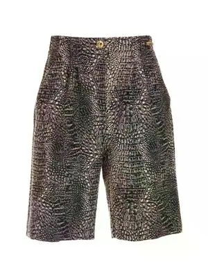 Just Cavalli Crocodile-effect High-waisted Shorts - Black