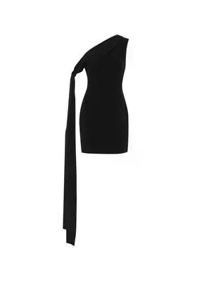 Solace London Gardner One-shoulder Draped Mini Dress